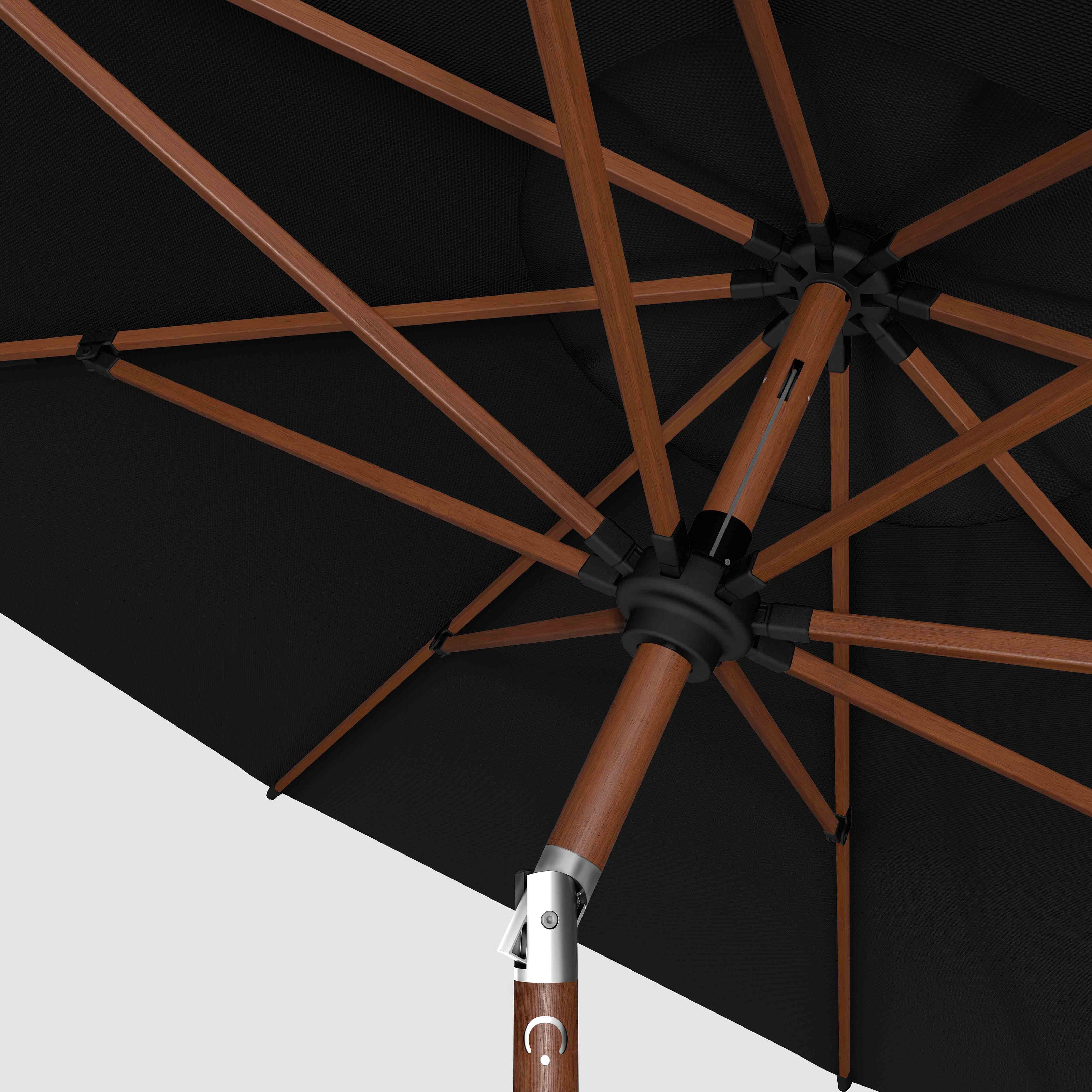 Midtown Umbrellas | The Wooden 2 Terylast Ebony Black Patio Umbrella