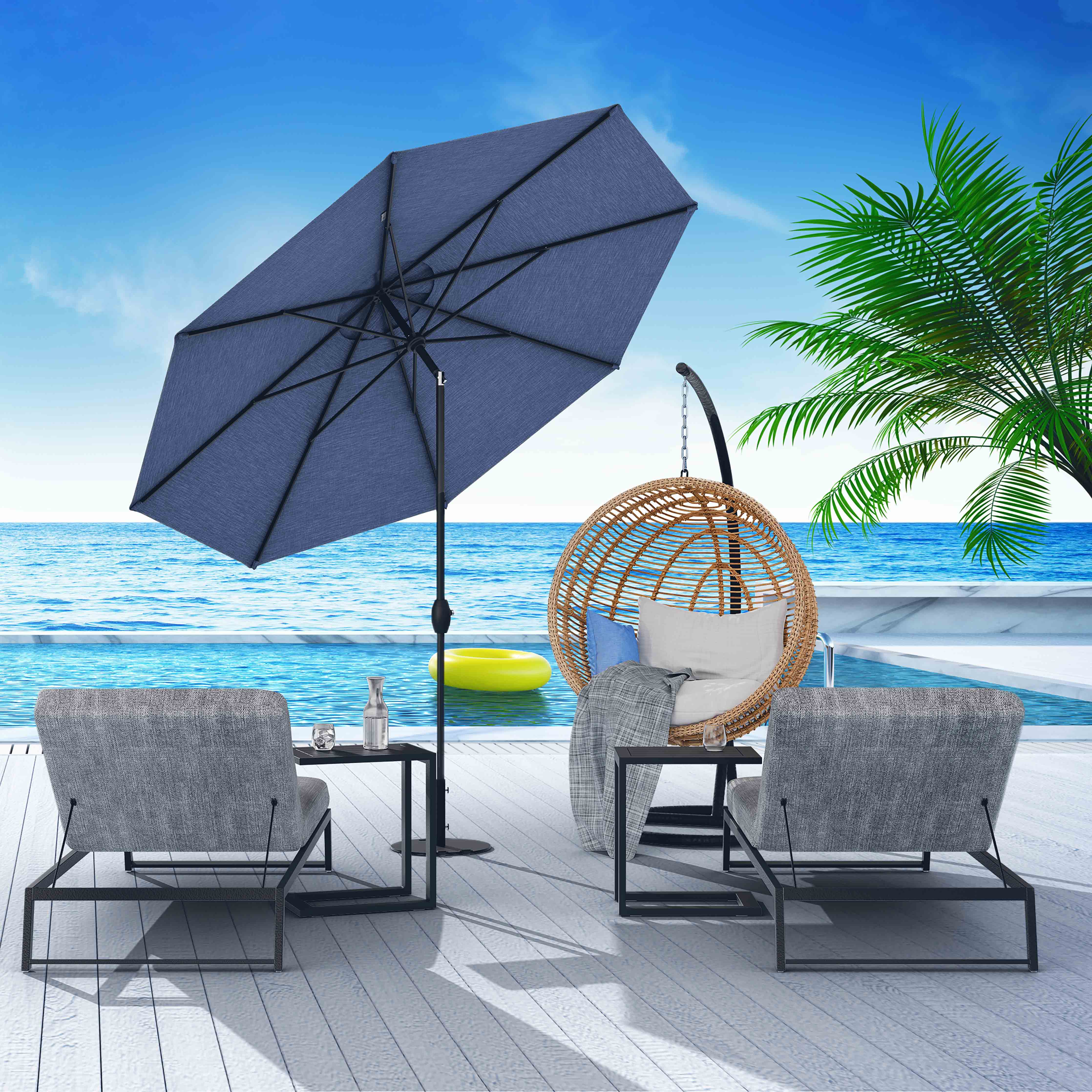 Blue patio umbrella store